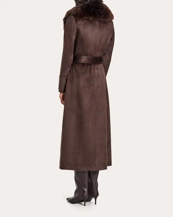 Sentaler Suri Alpaca Fur Collar Maxi Coat