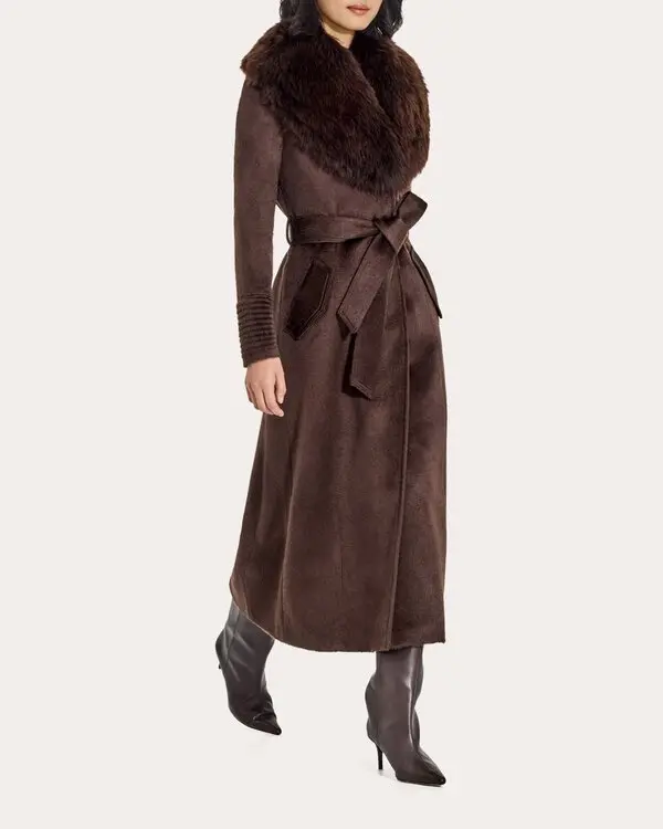 Sentaler Suri Alpaca Fur Collar Maxi Coat