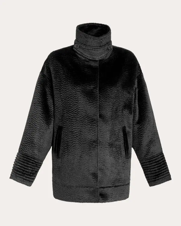 Sentaler Suri Alpaca Stand Collar Aviator Jacket