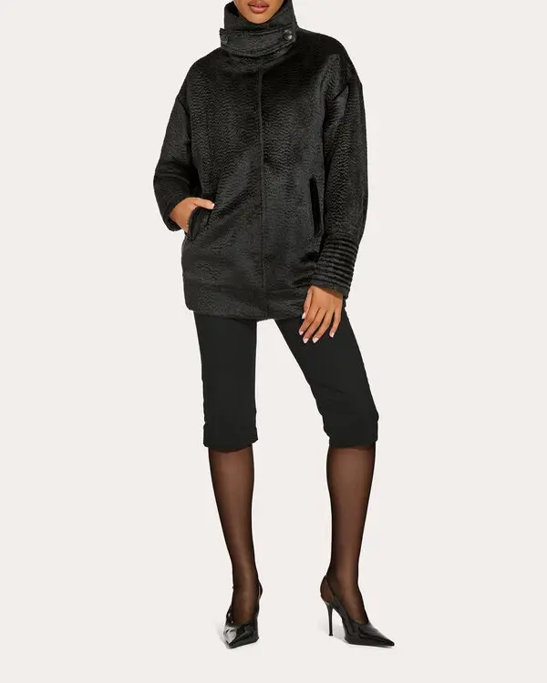 Sentaler Suri Alpaca Stand Collar Aviator Jacket