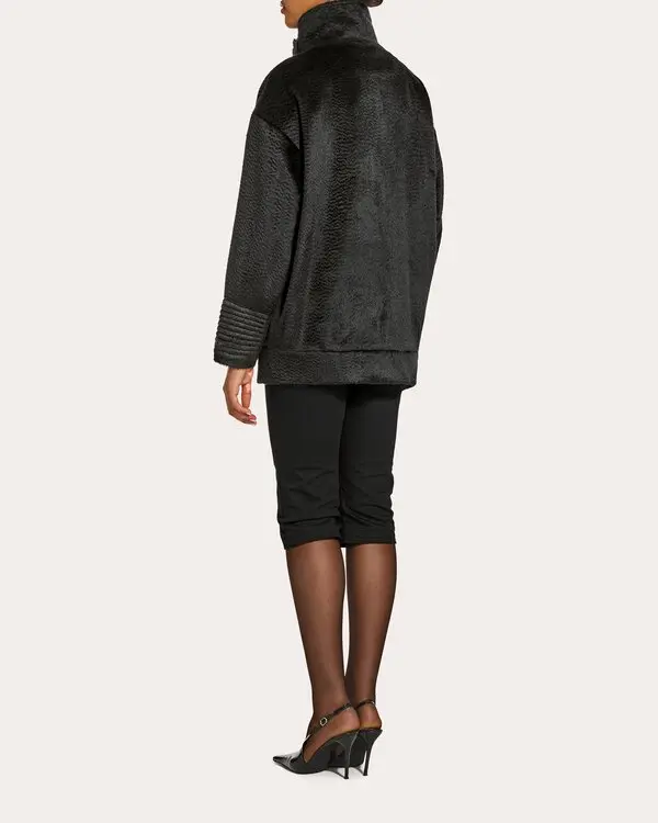 Sentaler Suri Alpaca Stand Collar Aviator Jacket