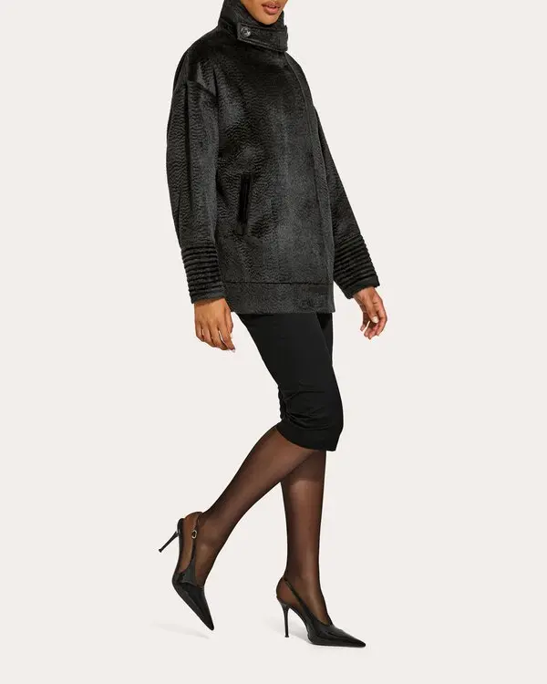 Sentaler Suri Alpaca Stand Collar Aviator Jacket