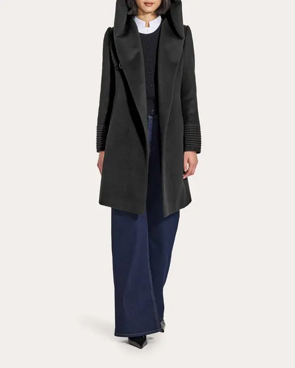 Sentaler Baby Alpaca Hooded Midi Wrap Coat