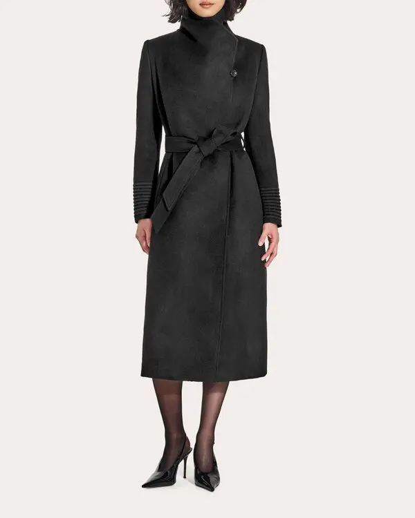 Sentaler Baby Alpaca Funnel Collar Maxi Wrap Coat