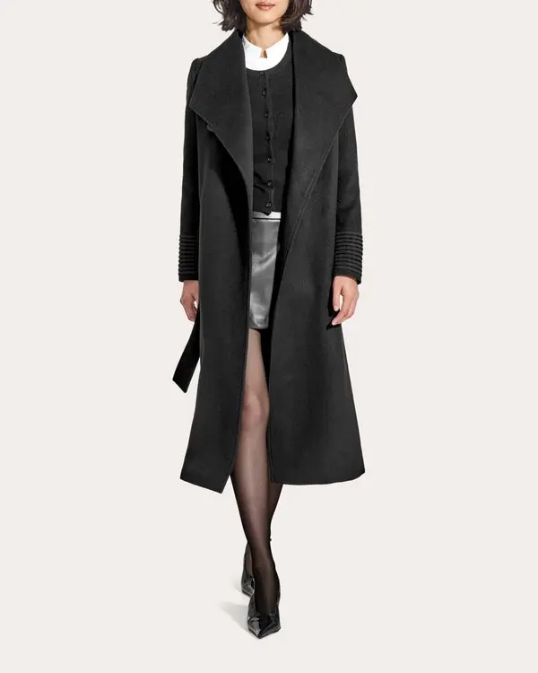 Sentaler Baby Alpaca Funnel Collar Maxi Wrap Coat