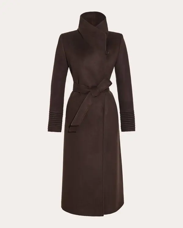 Sentaler Baby Alpaca Funnel Collar Maxi Wrap Coat - Brown