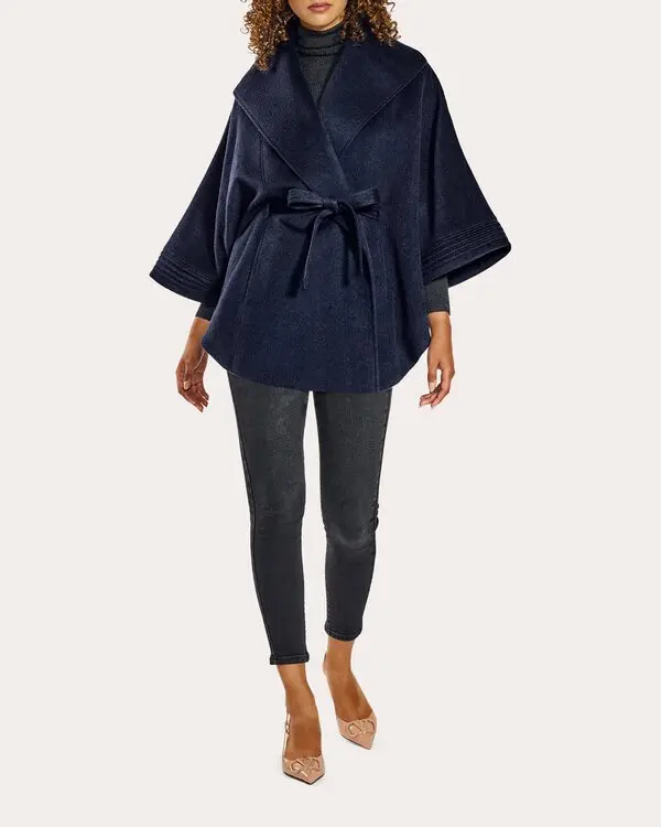 Sentaler Baby Alpaca Belted Shawl Collar Cape