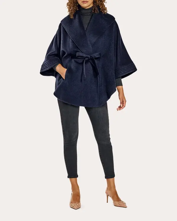 Sentaler Baby Alpaca Belted Shawl Collar Cape