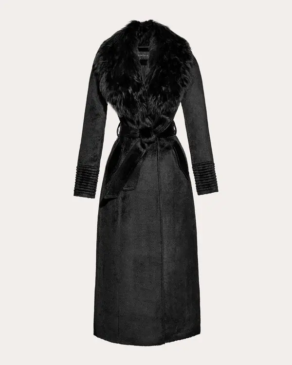 Sentaler Suri Alpaca Fur Collar Maxi Coat
