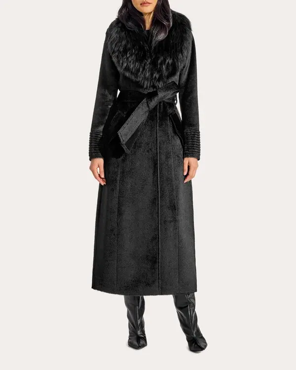 Sentaler Suri Alpaca Fur Collar Maxi Coat