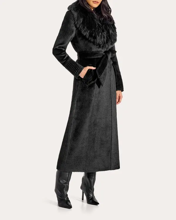 Sentaler Suri Alpaca Fur Collar Maxi Coat