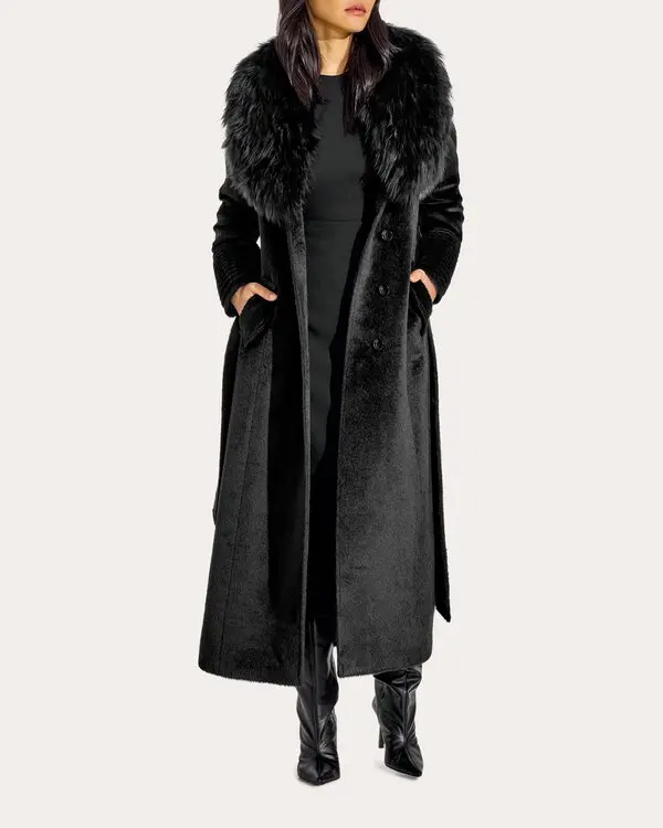 Sentaler Suri Alpaca Fur Collar Maxi Coat