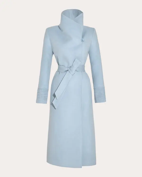Sentaler Baby Alpaca Funnel Collar Maxi Wrap Coat - Blue