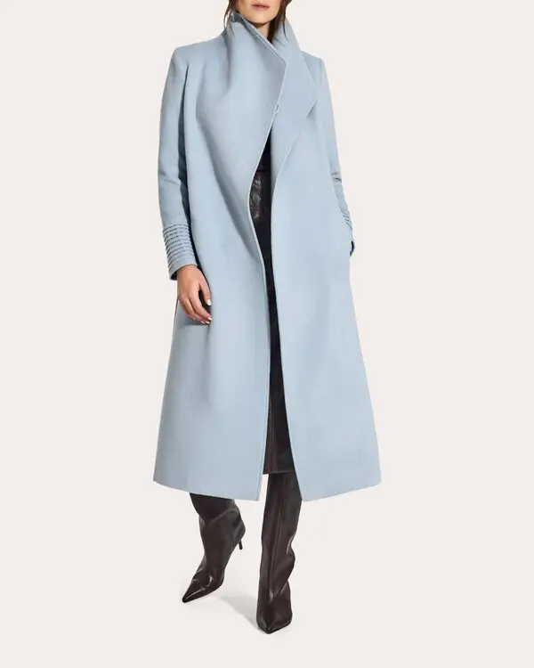 Sentaler Baby Alpaca Funnel Collar Maxi Wrap Coat