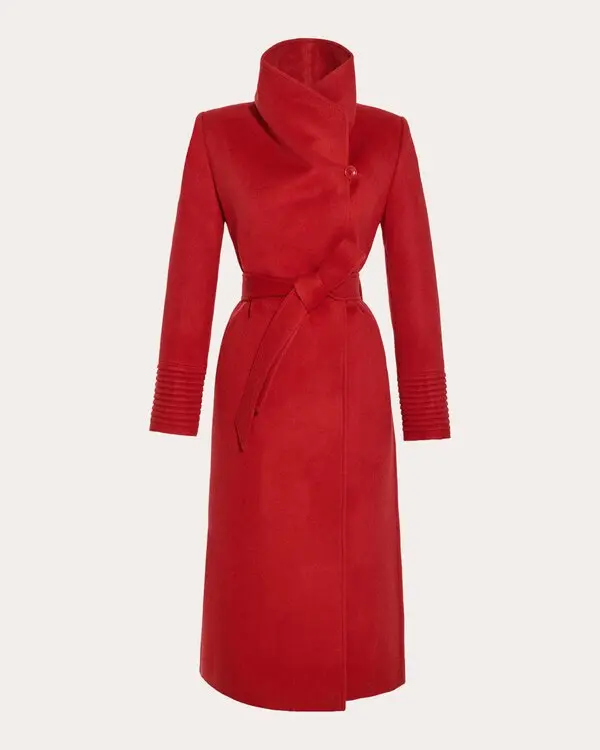 Sentaler Baby Alpaca Funnel Collar Maxi Wrap Coat - Red