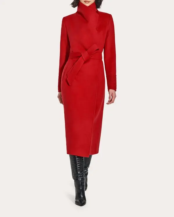 Sentaler Baby Alpaca Funnel Collar Maxi Wrap Coat