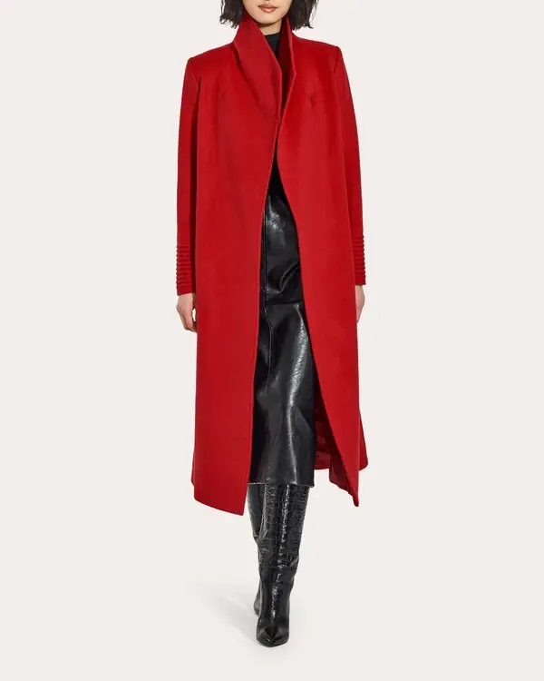 Sentaler Baby Alpaca Funnel Collar Maxi Wrap Coat
