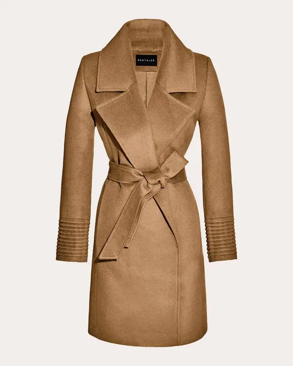 Sentaler Baby Alpaca Oversized Notch Collar Midi Wrap Coat - Brown