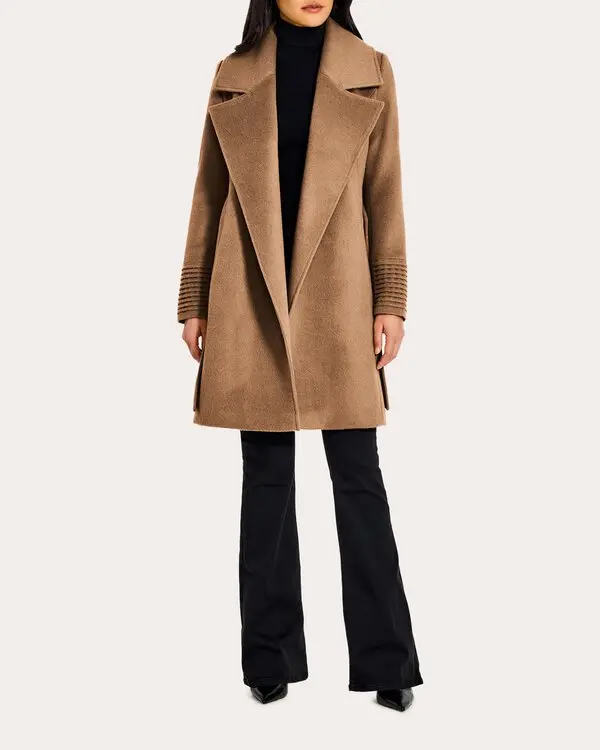 Sentaler Baby Alpaca Oversized Notch Collar Midi Wrap Coat