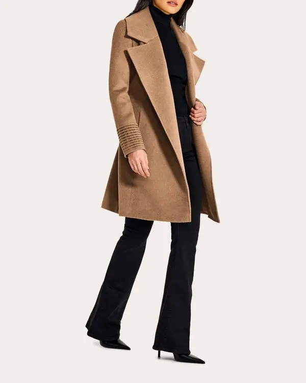 Sentaler Baby Alpaca Oversized Notch Collar Midi Wrap Coat