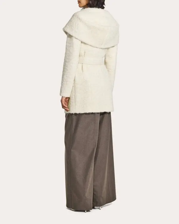 Sentaler Textured Suri Alpaca Short Hooded Wrap Coat