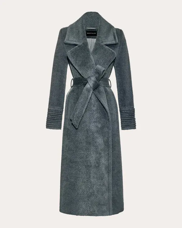 Sentaler Bouclé Alpaca Notched Collar Maxi Wrap Coat