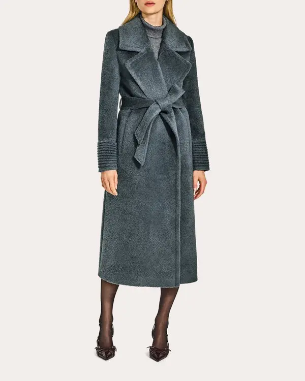Sentaler Bouclé Alpaca Notched Collar Maxi Wrap Coat