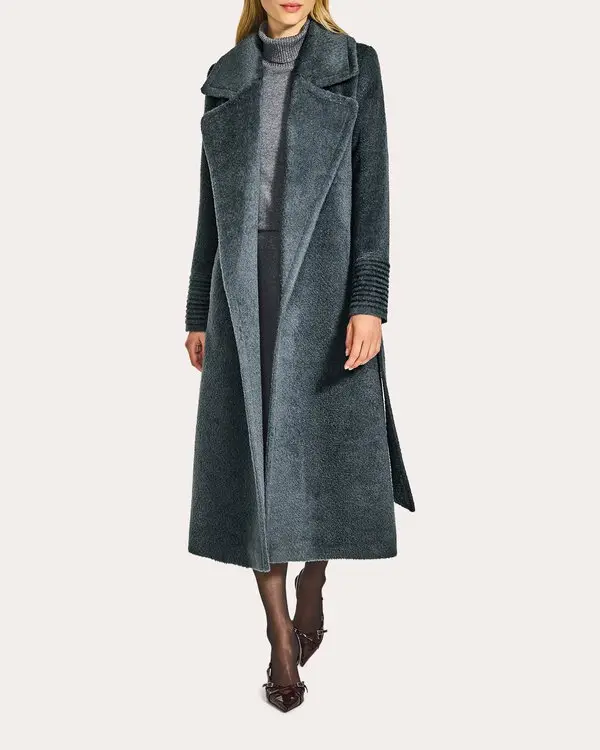 Sentaler Bouclé Alpaca Notched Collar Maxi Wrap Coat
