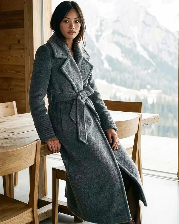 Sentaler Alpaca Blend Bouclé Maxi Wrap Coat - Grey