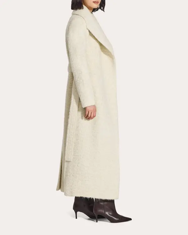 Sentaler Textured Suri Alpaca Shawl Collar Maxi Wrap Coat