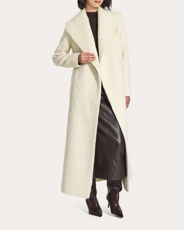Sentaler Textured Suri Alpaca Shawl Collar Maxi Wrap Coat