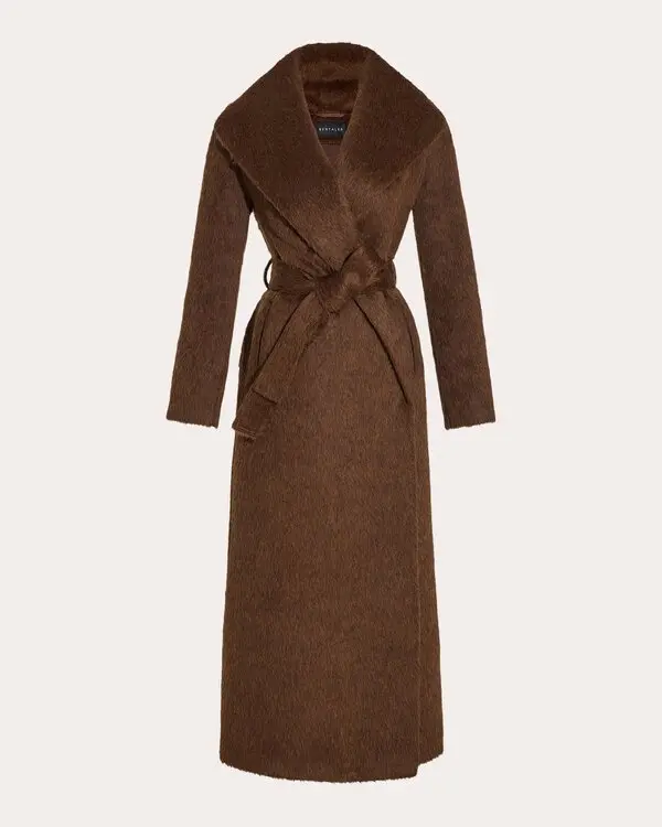 Sentaler Textured Suri Alpaca Shawl Collar Maxi Wrap Coat