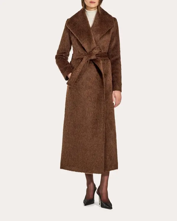 Sentaler Textured Suri Alpaca Shawl Collar Maxi Wrap Coat