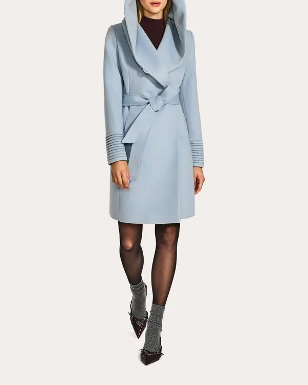 Sentaler Baby Alpaca Hooded Midi Wrap Coat