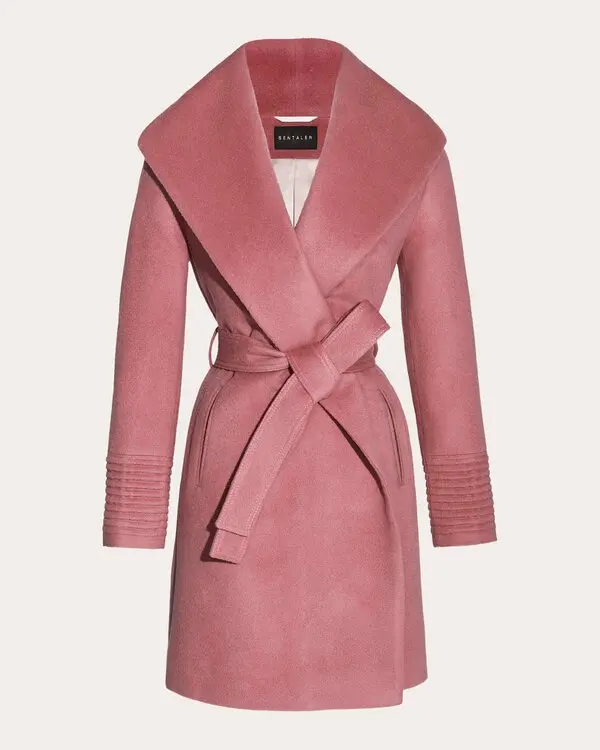 Sentaler Baby Alpaca Shawl Collar Midi Wrap Coat