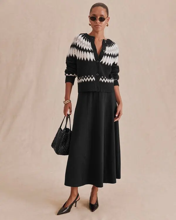 Splendid Fina Fair Isle Cardigan - Shell