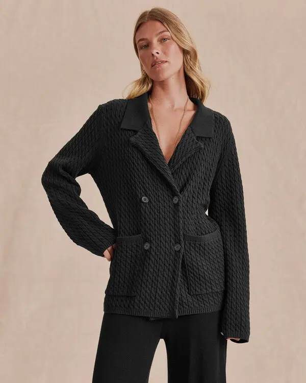 Splendid Annika Cable Sweater Blazer - Black