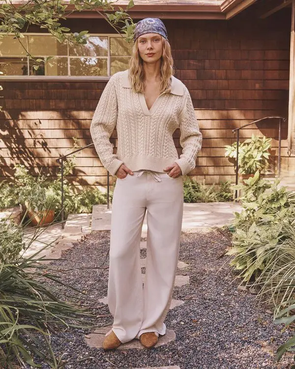 Splendid Jenson Polo Cable Sweater - Pine