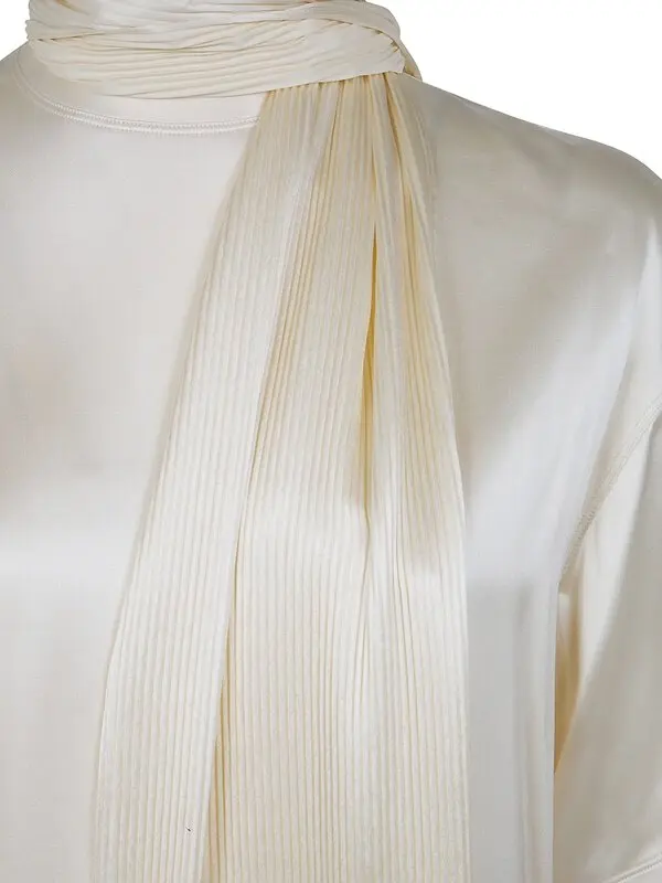 Phoebe Philo Detachable Scarf T-shirt In Stretch Silk Satin