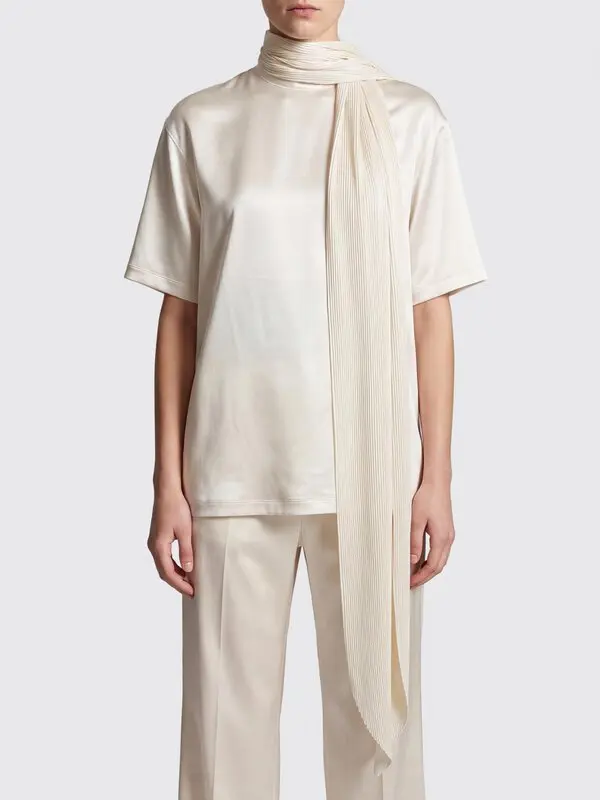 Phoebe Philo Detachable Scarf T-shirt In Stretch Silk Satin