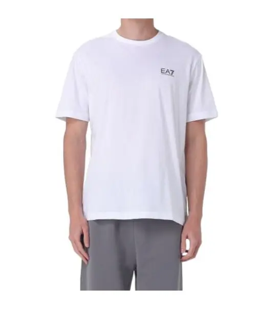 EA7 Logo Printed Crewneck T-shirt - White