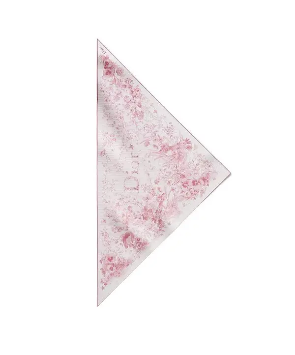 Dior Dioriviera Toile De Jouy Floral Garden Triangle Scarf - Pink