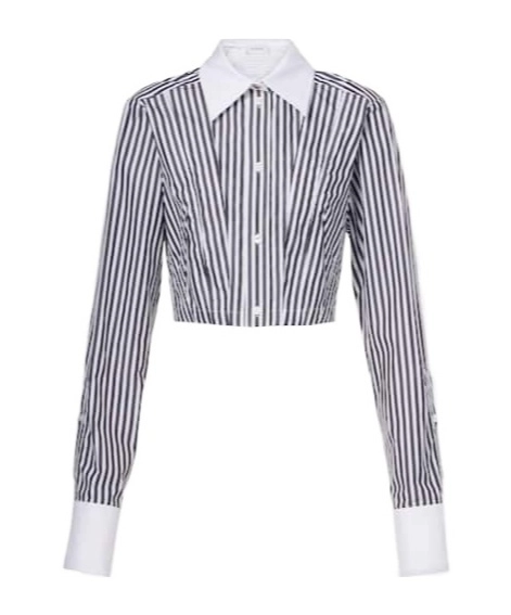 Sportmax Cropped Striped Cotton Poplin Shirt