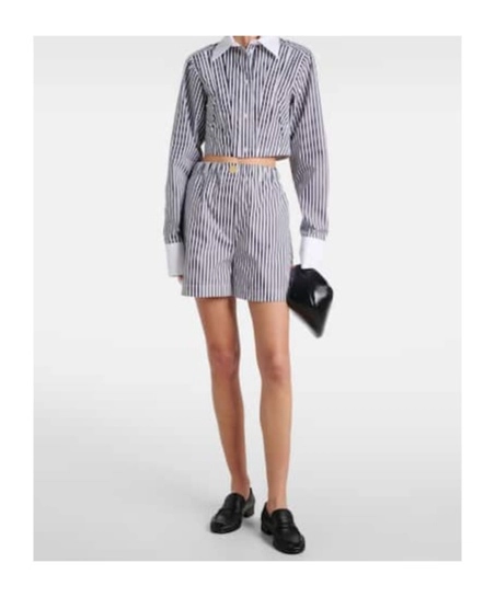 Sportmax Cropped Striped Cotton Poplin Shirt