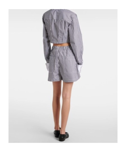 Sportmax Cropped Striped Cotton Poplin Shirt