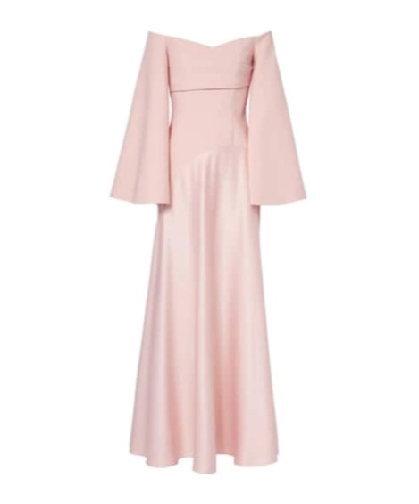 Solace Rina Off-shoulder Crepe And Satin Gown