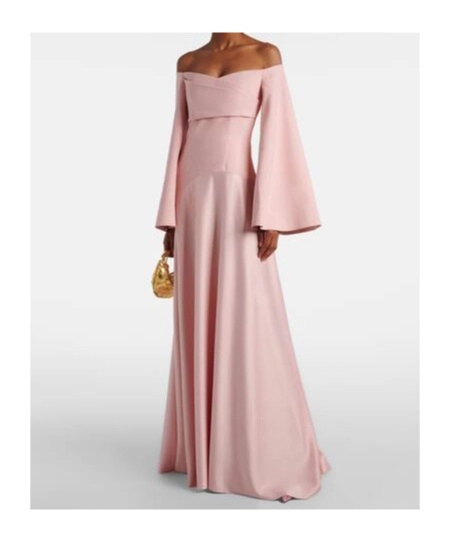 Solace Rina Off-shoulder Crepe And Satin Gown