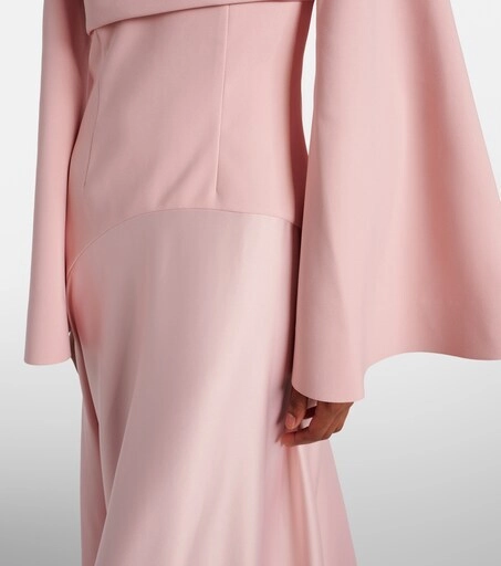 Solace Rina Off-shoulder Crepe And Satin Gown