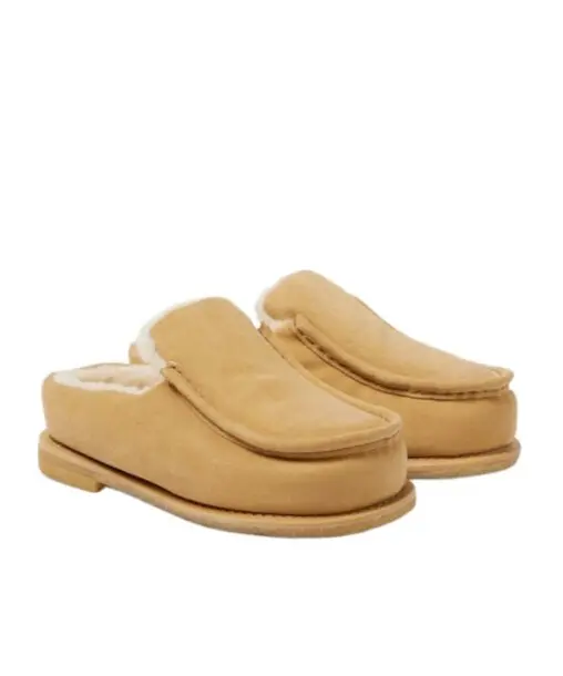 J.W.ANDERSON Shearling-lined Suede Mules - Yellow