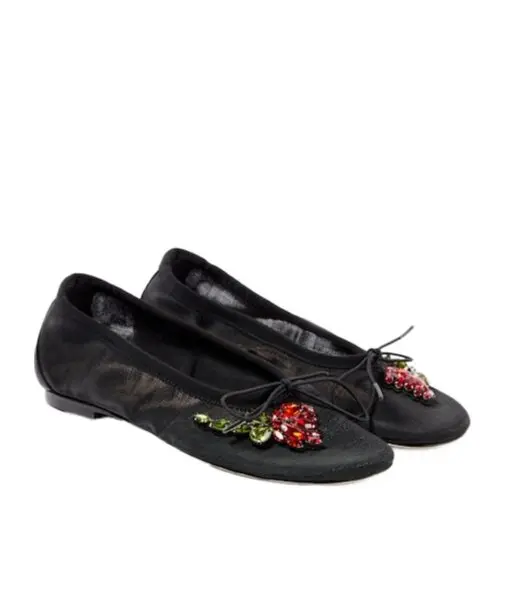 Simone Rocha Bow-detail Embellished Ballet Flats - Black